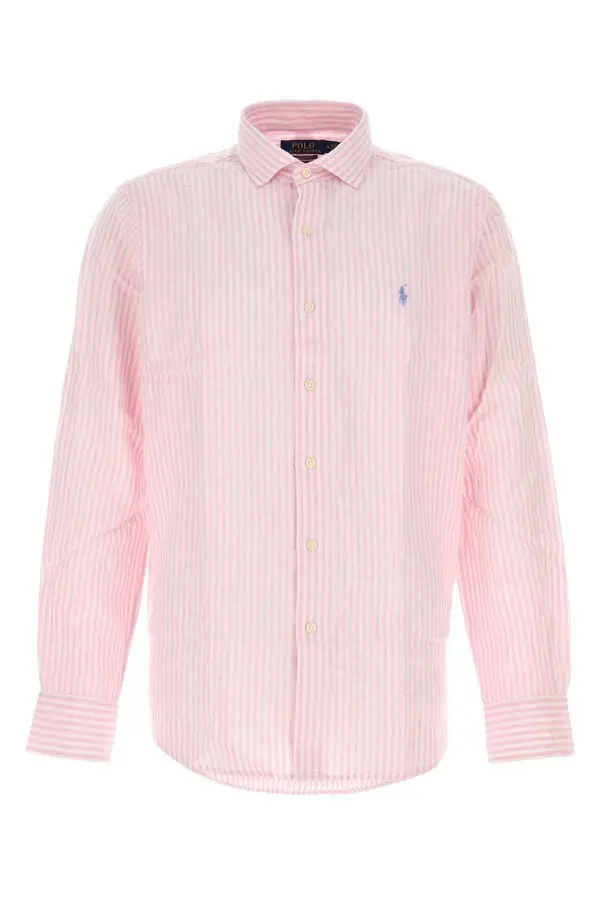 Polo Ralph Lauren Embroidered Linen-blend Striped Shirt - Stripped