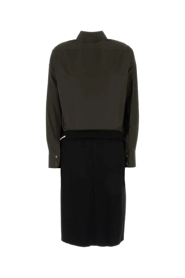 MAISON MARGIELA Two-tone Poplin And Wool Shirt Dress - Multicoloured