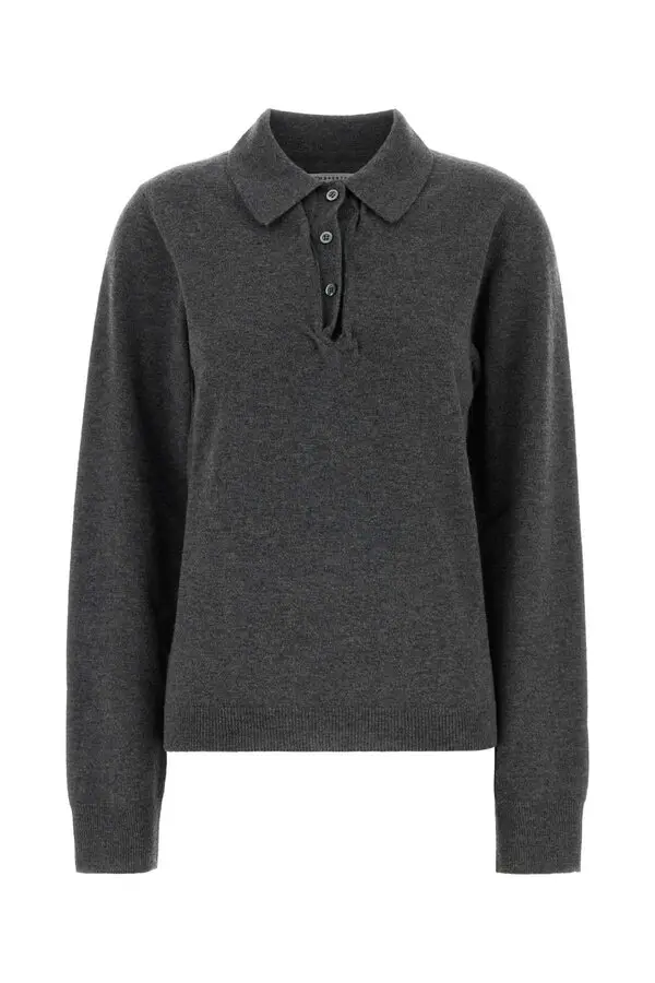 MAISON MARGIELA Graphite Wool Polo Shirt For