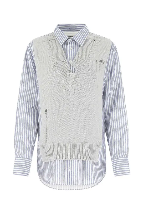 MAISON MARGIELA Embroidered Cotton Linen Blend Shirt