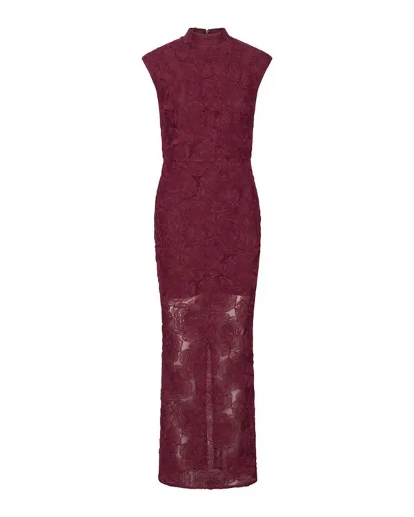 ROTATE BY BIRGER CHRISTENSEN Sleeveless High-neck Lace Midi Dress - Decadent Chocolate