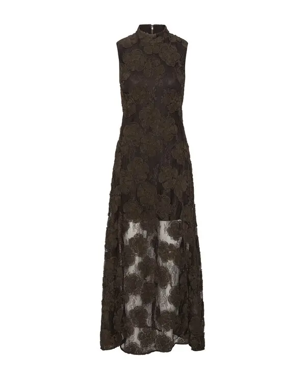 ROTATE BY BIRGER CHRISTENSEN Floral Lace High-neck Maxi Dress - Molé