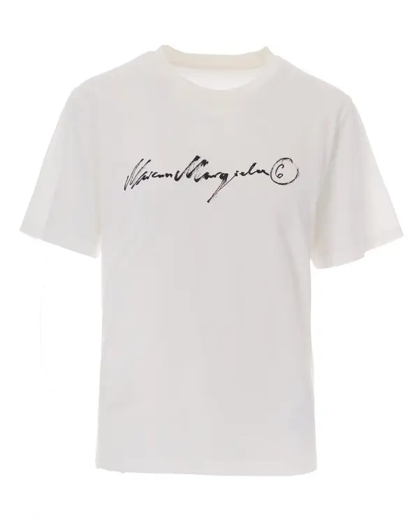 MAISON MARGIELA Graphic Print Cotton T-shirt - Off White