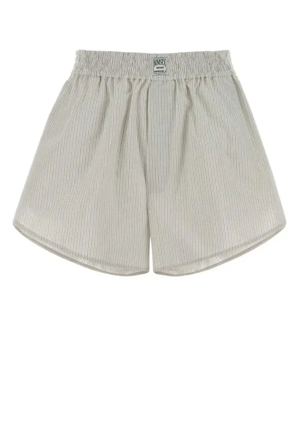 MAISON MARGIELA Embroidered Cotton Pinstripe Shorts