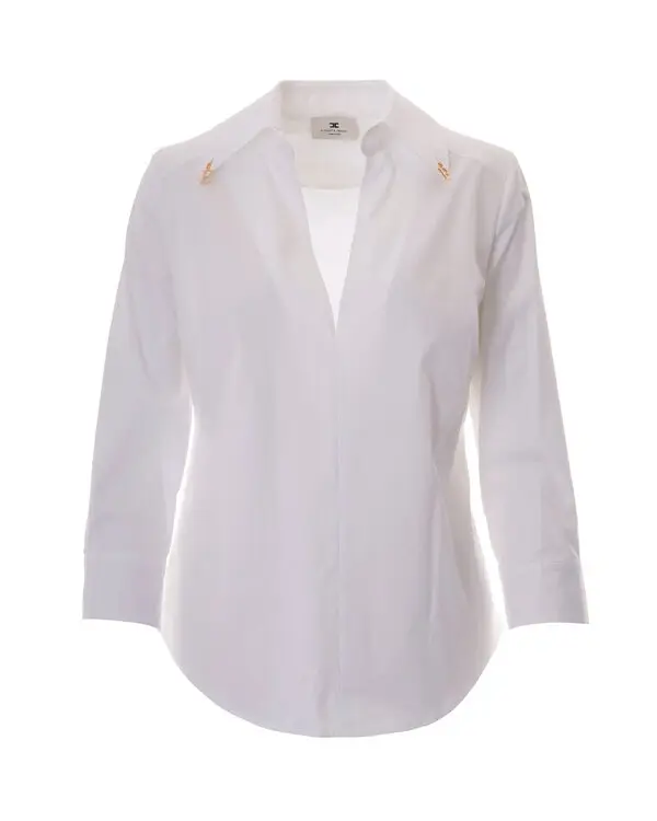 Elisabetta Franchi Embroidered Logo Cotton Shirt