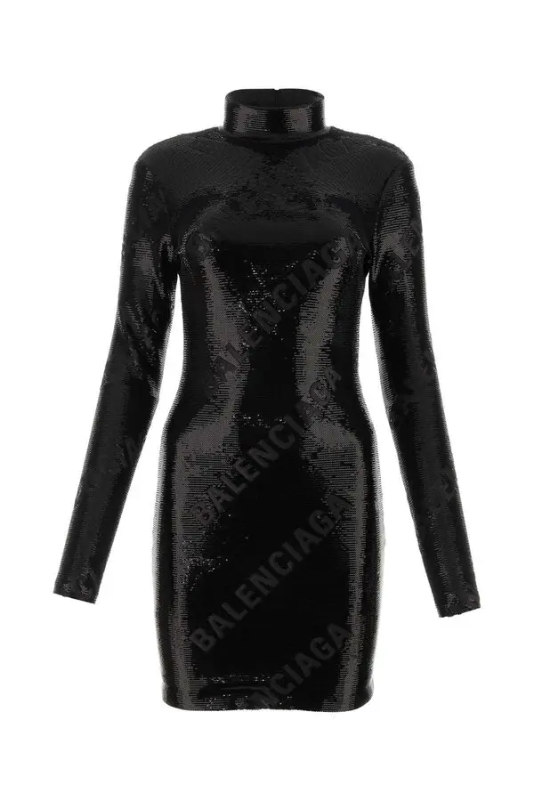 Balenciaga Sequined High Neck Mini Dress