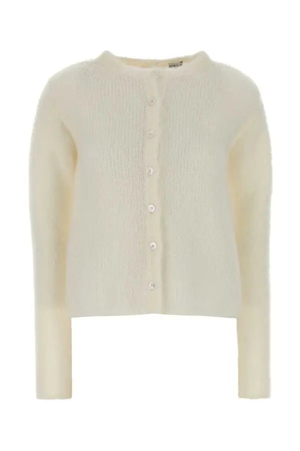 Loewe Ivory Stretch Mohair-blend Cardigan - White