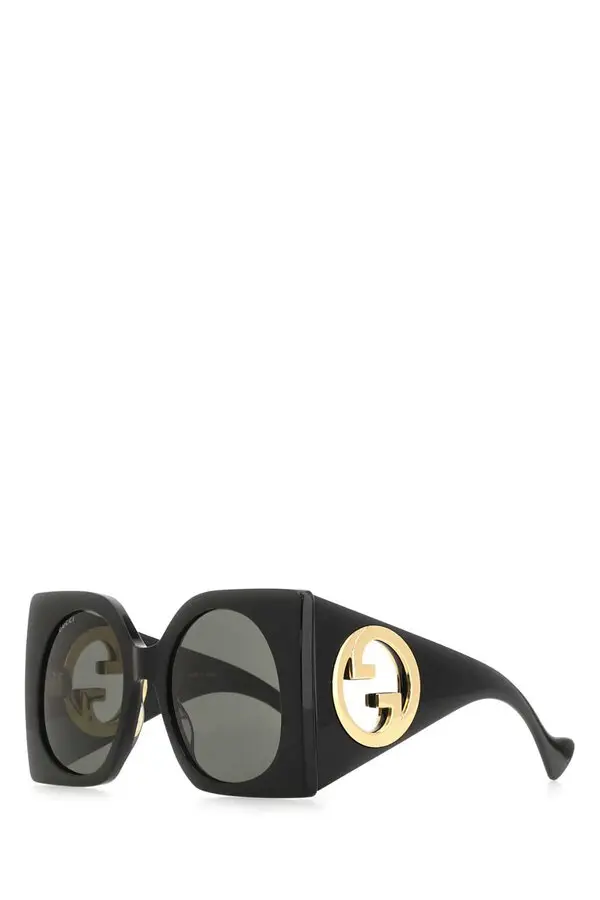 Gucci Acetate Sunglasses With Gold Tone Logo - Black