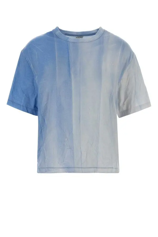 Loewe Soft Cotton-blend T-shirt With Crew Neckline - Light Blue