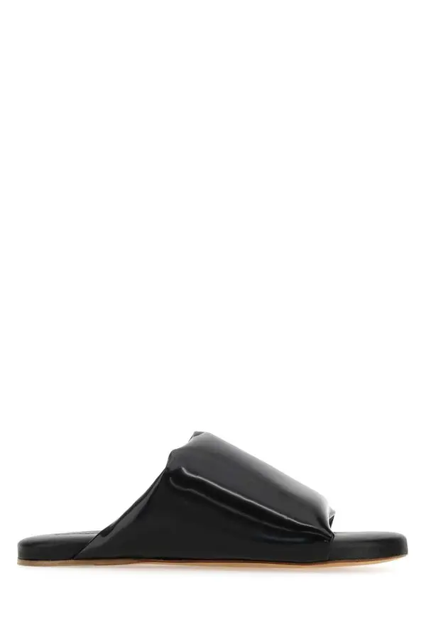 Bottega Veneta Nappa Leather Cushion Slides - Black