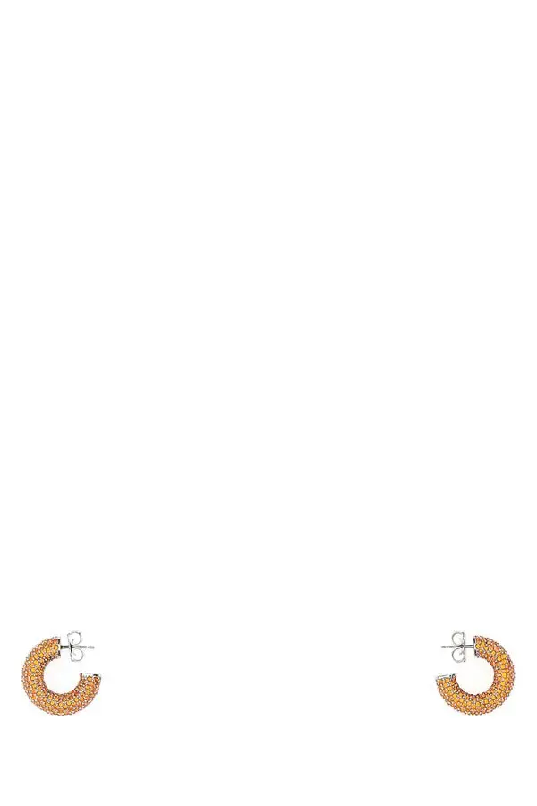 Amina Muaddi Mini Cameron Embellished Hoop Earrings - Orange