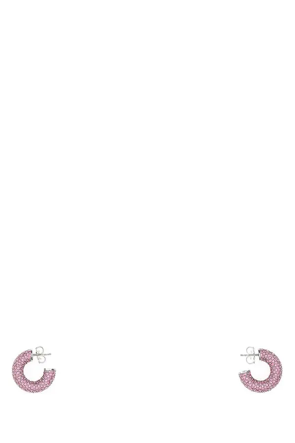 Amina Muaddi Mini Cameron Embellished Hoop Earrings - Pink