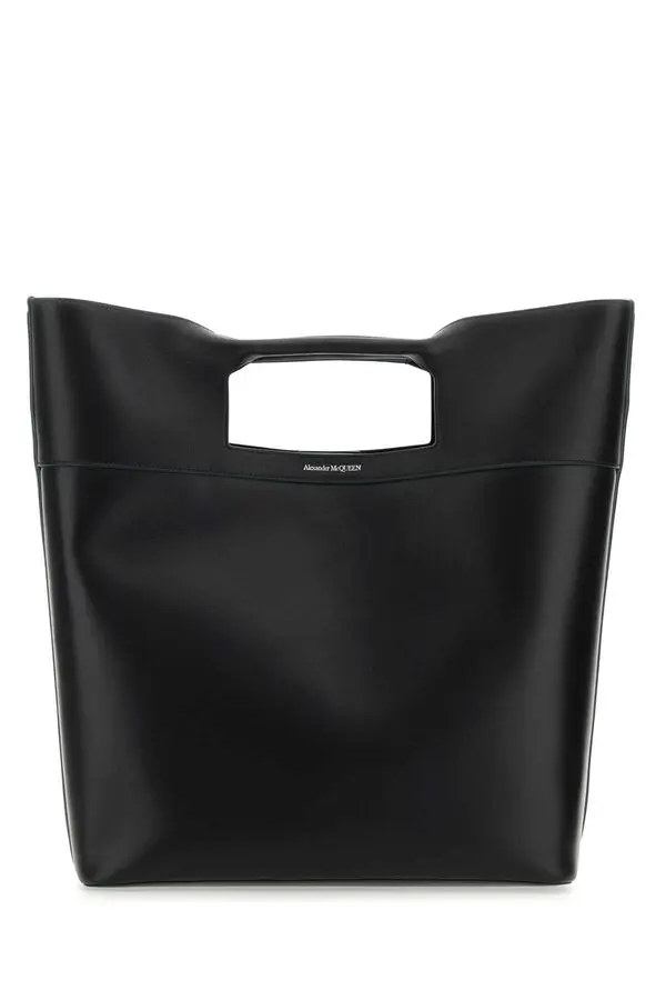 Alexander McQueen Square Bow Leather Shopping Handbag