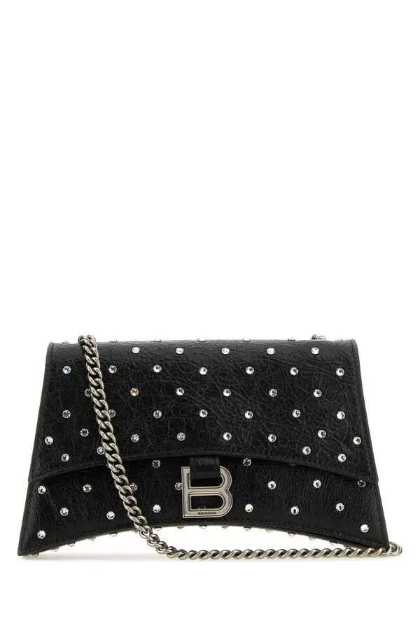 Balenciaga Crush Xs Mini Leather Shoulder Bag With Adjustable Strap - Black