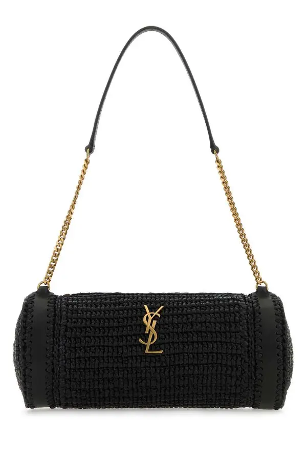 Saint Laurent Mini Raffia And Leather Cassandre Shoulder Handbag