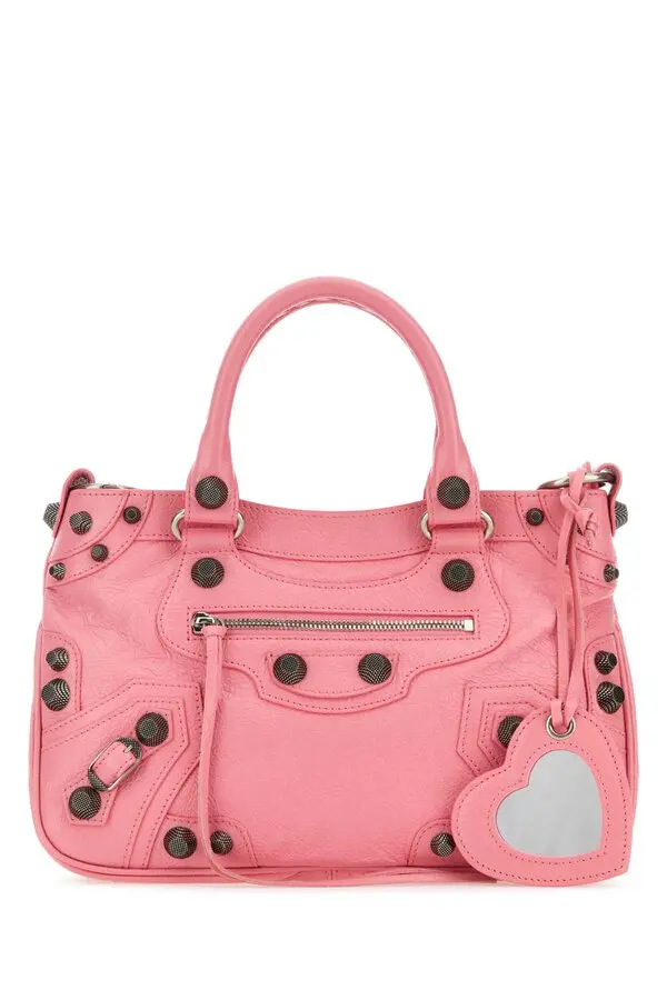 Balenciaga Neo Cagole Tote Handbag In Nappa Leather With Antiqued Silver-tone Hardware - Pink