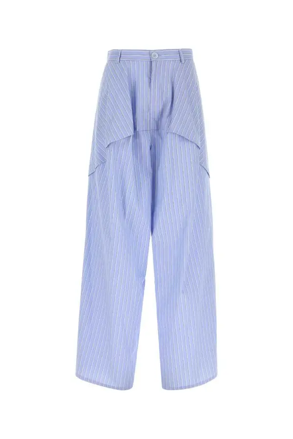 Loewe Embroidered Striped Cotton Wide-leg Pants