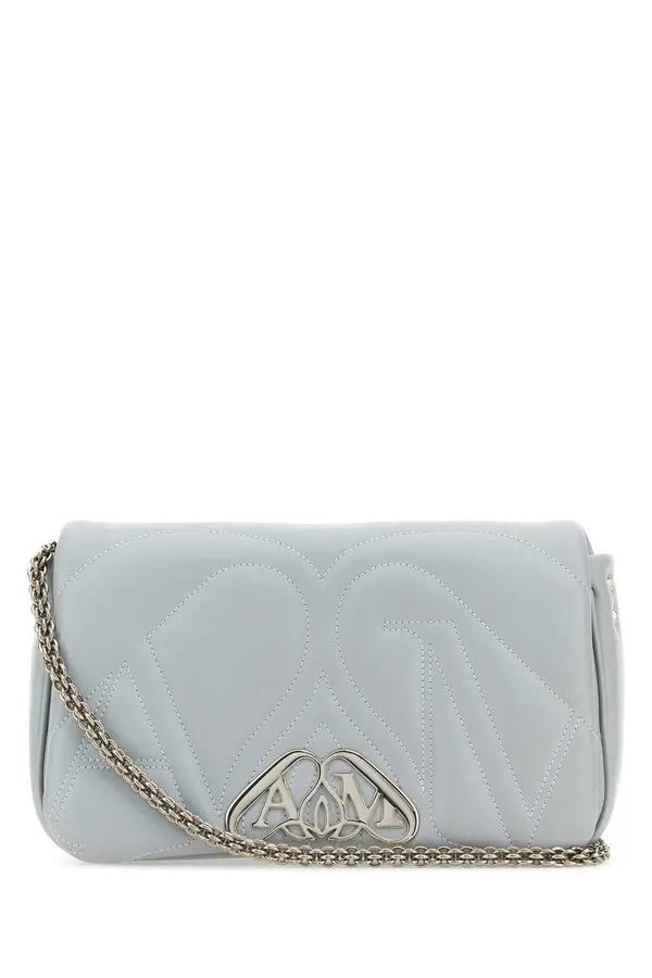 Alexander McQueen Small Seal Shoulder Handbag With Crossbody Strap - Light Blue