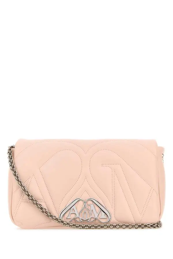 Alexander McQueen Small Seal Shoulder Handbag In Bovine Leather - Pink