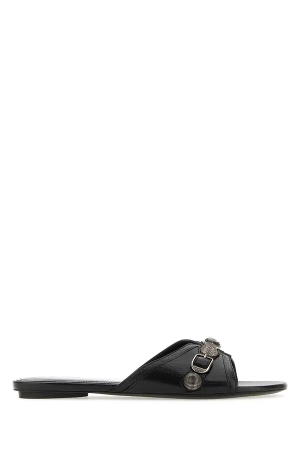 Balenciaga Leather Slippers - Black