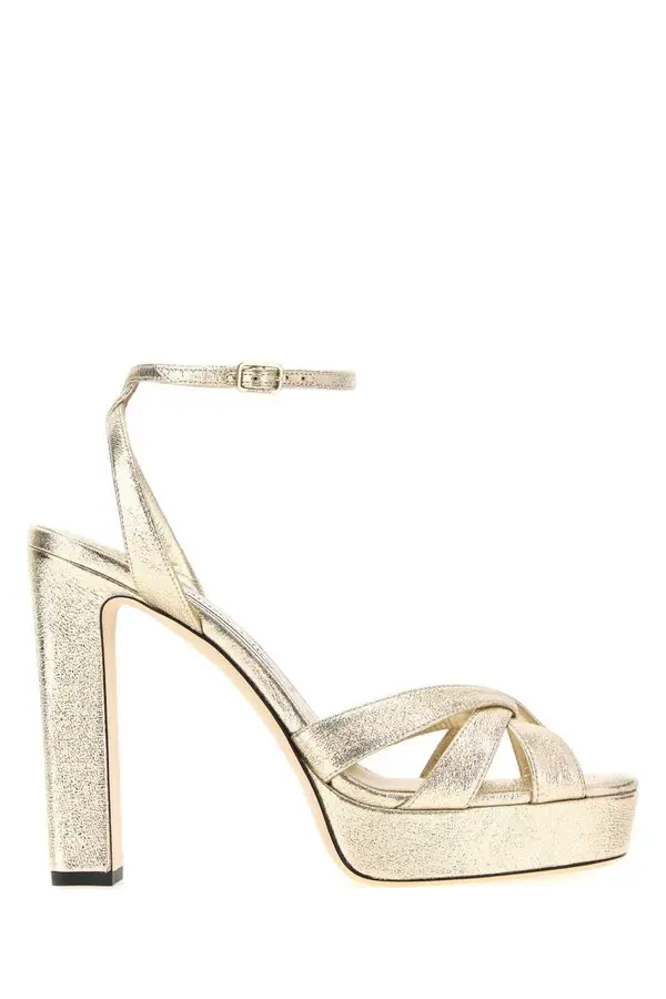 JIMMY CHOO Fabric Platform High-heel Sandals With Leather Sole - Gold