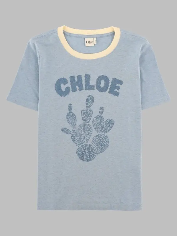 Chloé Cotton T-shirt With Cherry Heart Graphic - Blue
