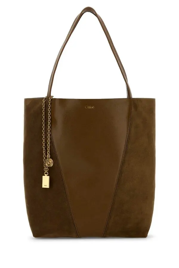 Chloé Leather And Suede Spin Shopping Handbag With 27 Cm Width, 30 Cm Height, 14 Cm Depth, 23 Cm Handle Height