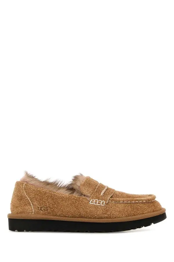 UGG Ellis Suede Shearling Loafers - Camel