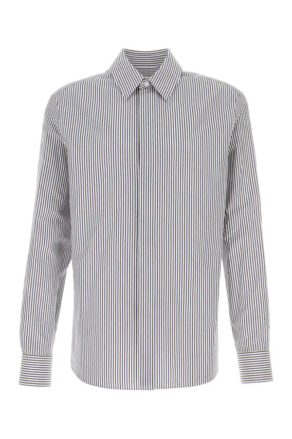 Bottega Veneta Embroidered Cotton-linen Striped Shirt - Stripped