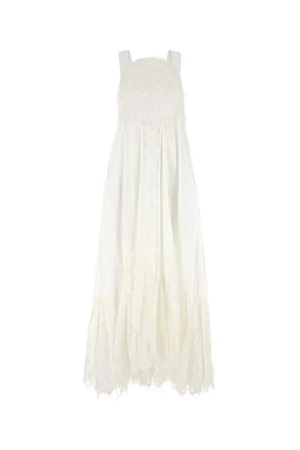Loewe Lace-trimmed Cotton Dress - White
