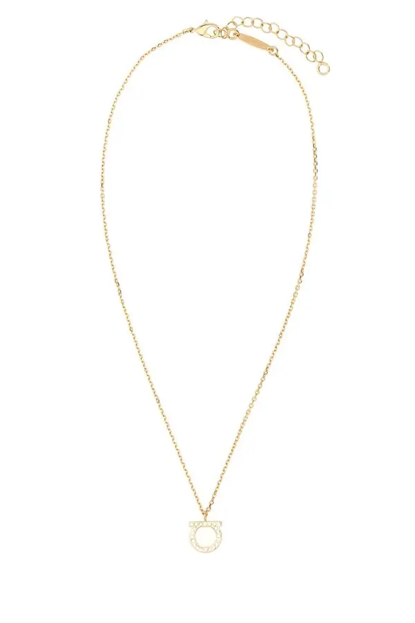 FERRAGAMO Gancini Hook Necklace In Brass - Gold