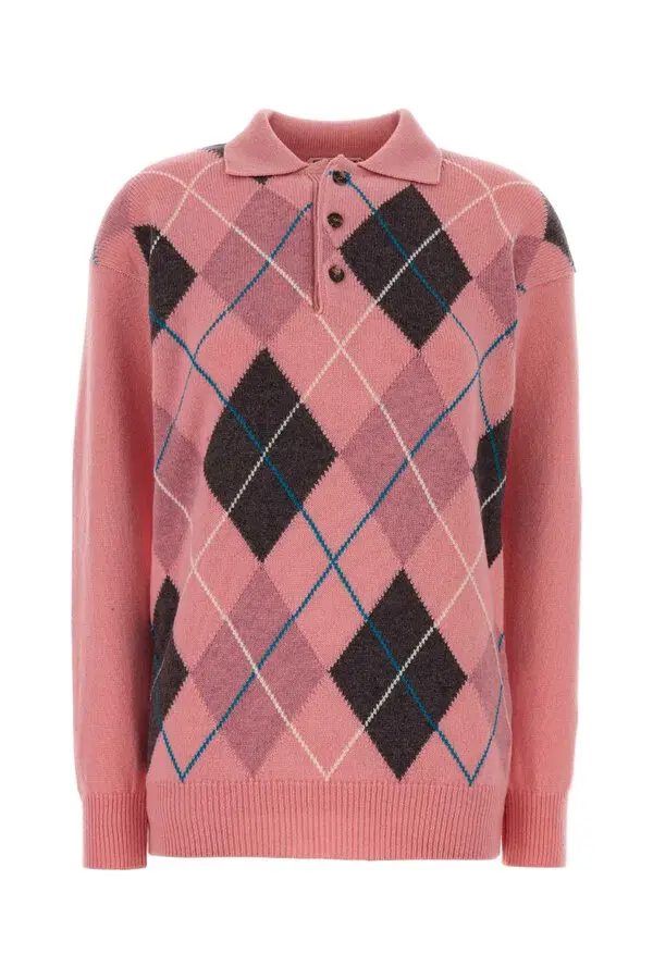 JW Anderson Argyle Wool Polo Shirt