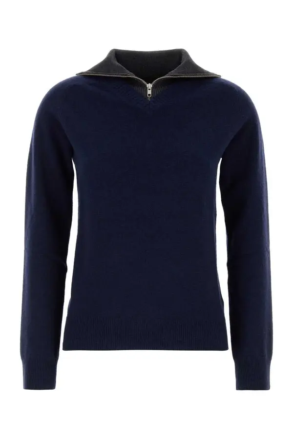 MAISON MARGIELA Wool-blend Knit Quarter Zip Sweater
