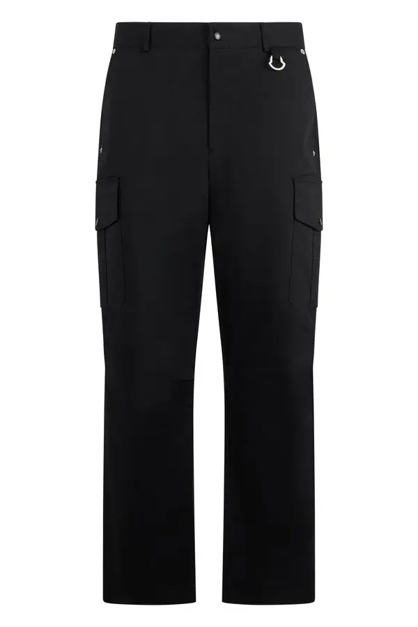 Moncler Stretch Cotton Cargo Pants Classic Straight Cut - Black