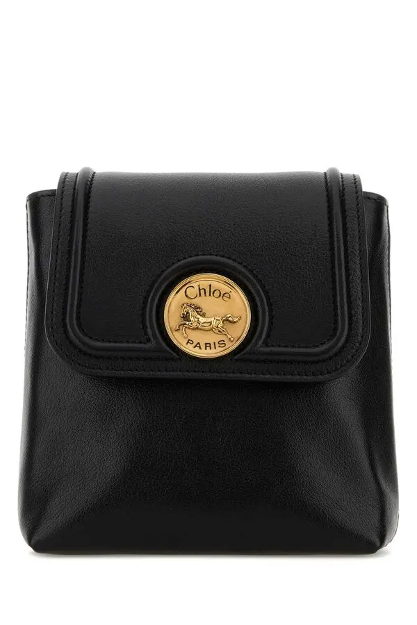 Chloé Leather Mini Backpack With Horse Medal Detail - Black