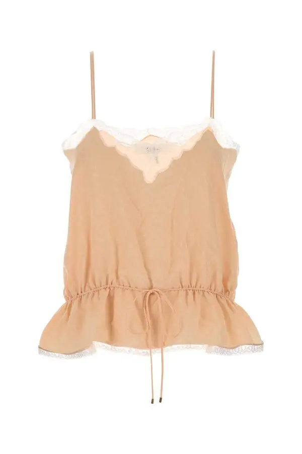 Chloé Lightweight Silk Top With Lace Trim