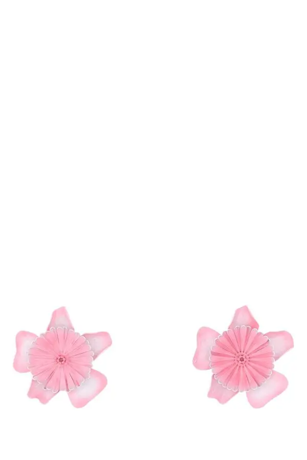 Chloé Bloom Earrings In Antiqued Brass And Calf Leather - Pink