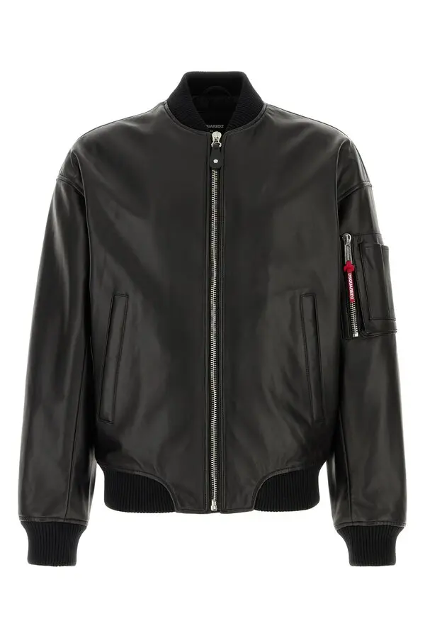 Dsquared2 Leather Bomber Jacket