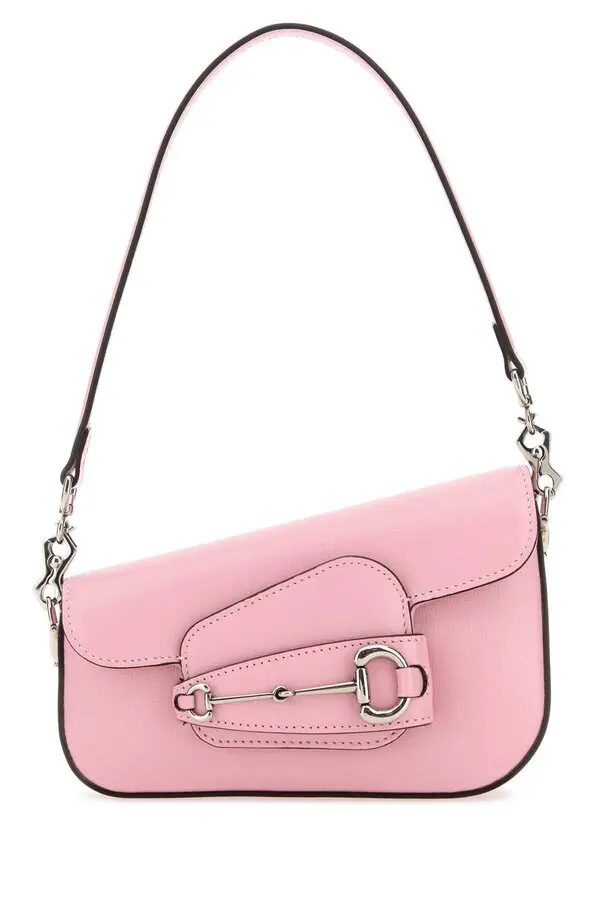 Gucci Mini Leather Horsebit Handbag With Silver Metal Finishing - Pink