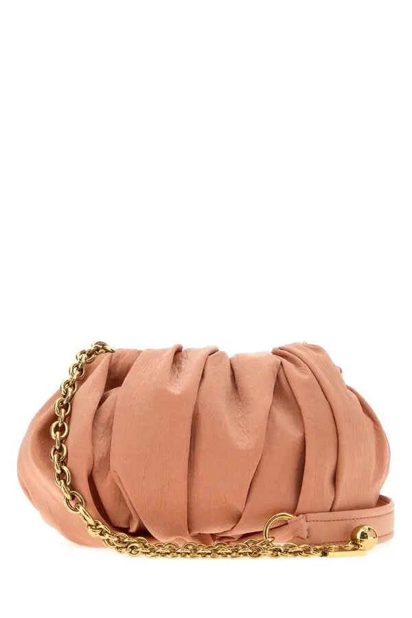 Chloé Plissé Mini Shoulder Handbag With Golden Metal Hardware - Orange