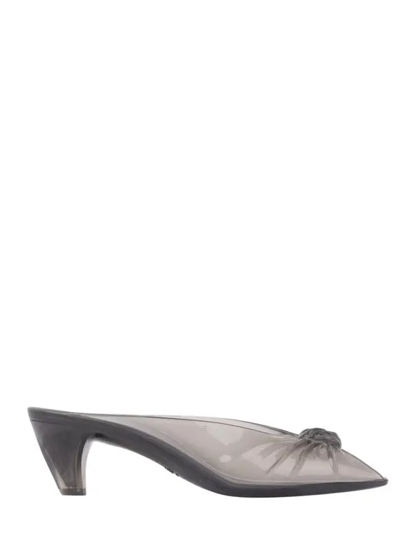 Chloé Gathered Bow Clog With Curved Spool Heel - Grigio