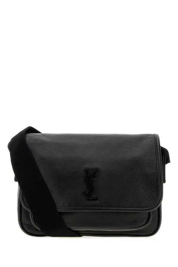 Saint Laurent Niki Leather Messenger Crossbody Bag, 21cm X 15cm X 6cm, Adjustable Strap - Black