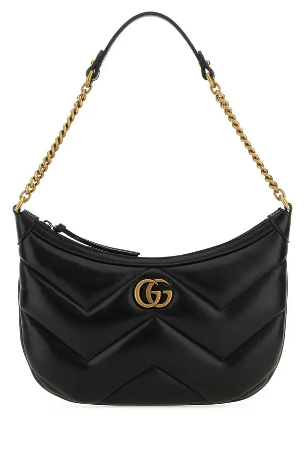 Gucci Leather Shoulder Handbag With Gg Marmont Inspired Design