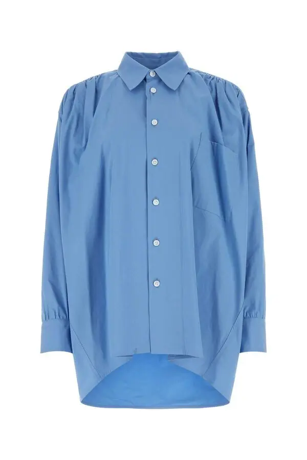 Bottega Veneta Cotton-blend Oversized Shirt - Light Blue