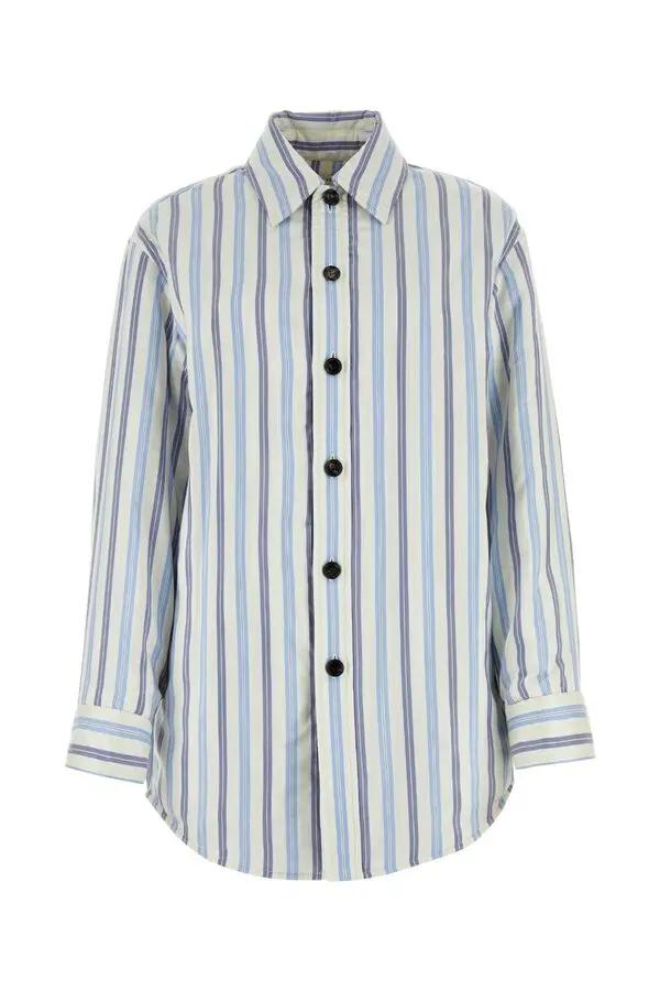 Bottega Veneta Oversized Striped Silk Shirt - Stripped