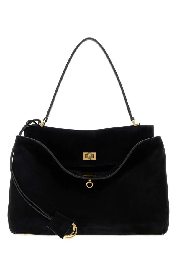 Balenciaga Medium 35cm Suede Rodeo Handbag - Black