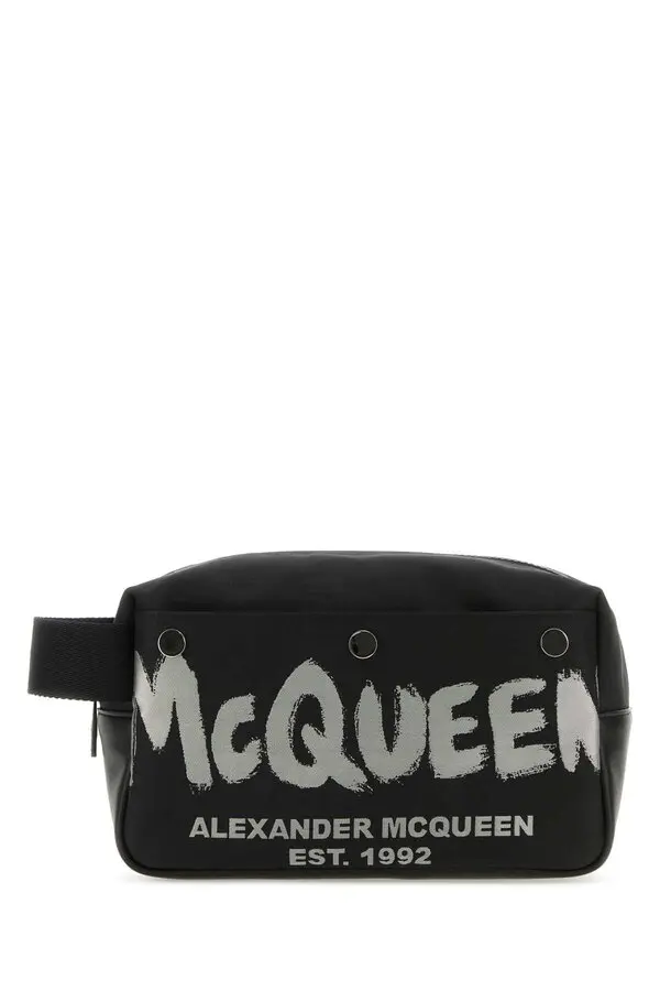 Alexander McQueen Mini Graffiti Fabric Beauty Case - Black