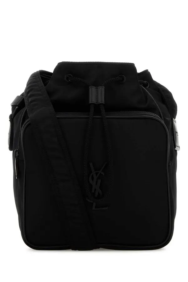 Saint Laurent 20 Cm Nylon Bucket Handbag With Adjustable Shoulder Strap
