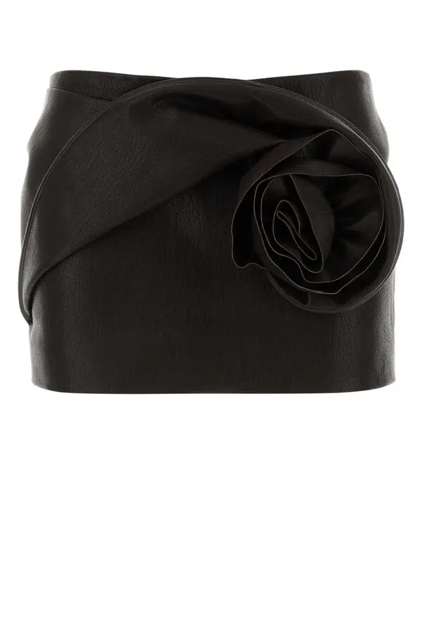 Magda Butrym Ovine Leather Mini Skirt With Rose Detail