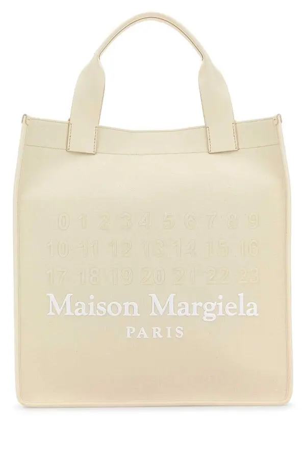 MAISON MARGIELA Ivory Canvas Shopping Handbag Tote, 37 Cm - White
